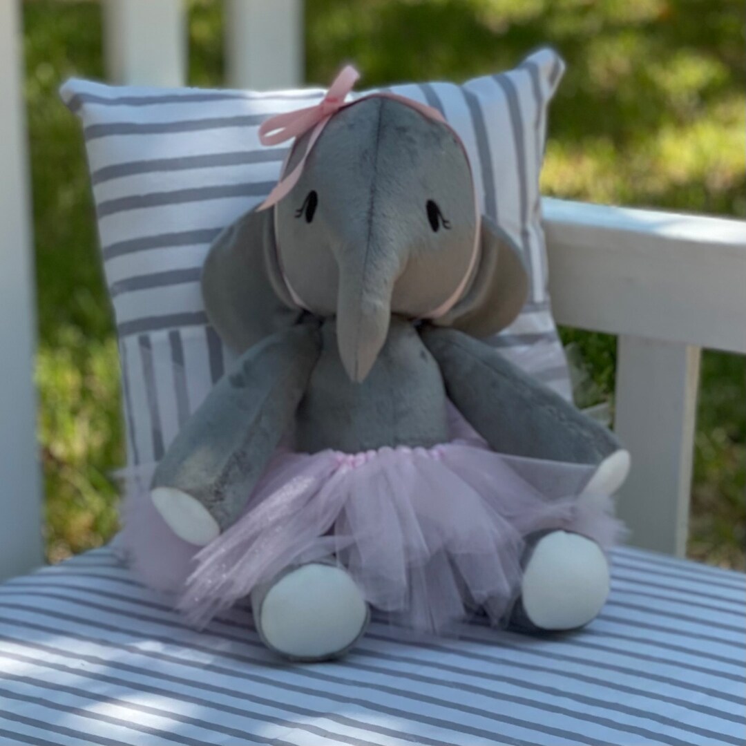Eva Elephant Stuffed Animal Toy With a Tutu | Moveable Head, Arms ...