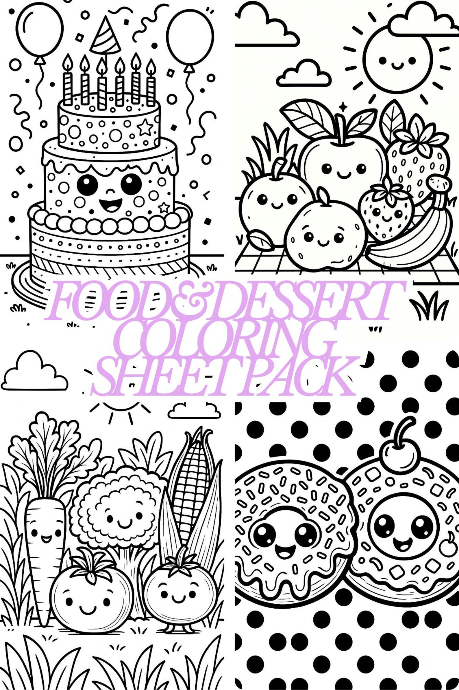Food & Dessert Coloring Sheet Variety Pack - Etsy