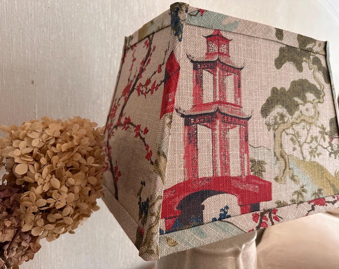 Rectangular Tapered Chinoiserie Fabric Covered Lampshade - Etsy