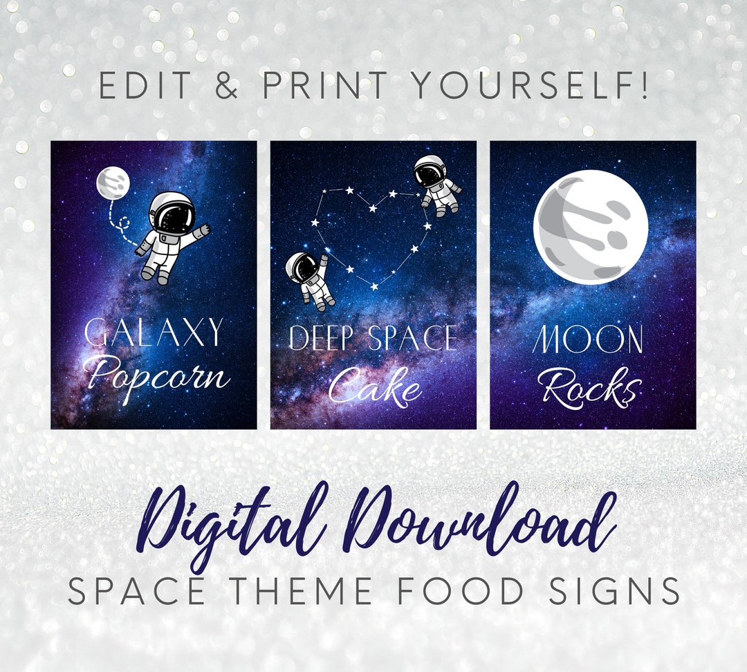 Space Theme Birthday Food Signs DIGITAL DOWNLOAD 5 X - Etsy