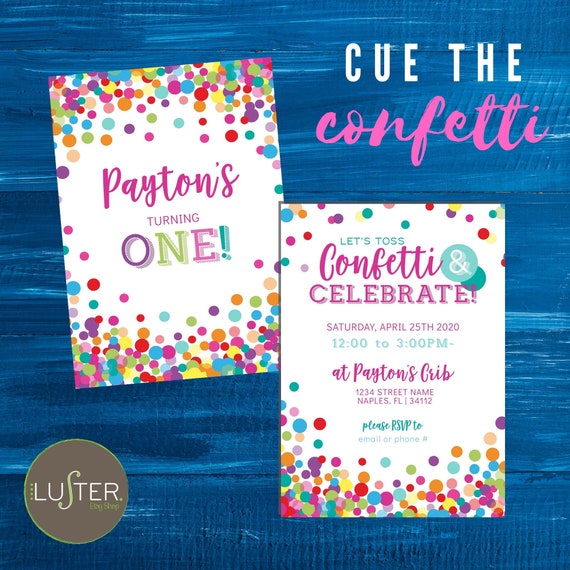 Birthday Invite Fun Confetti Digital Download 5 X 7 | Etsy