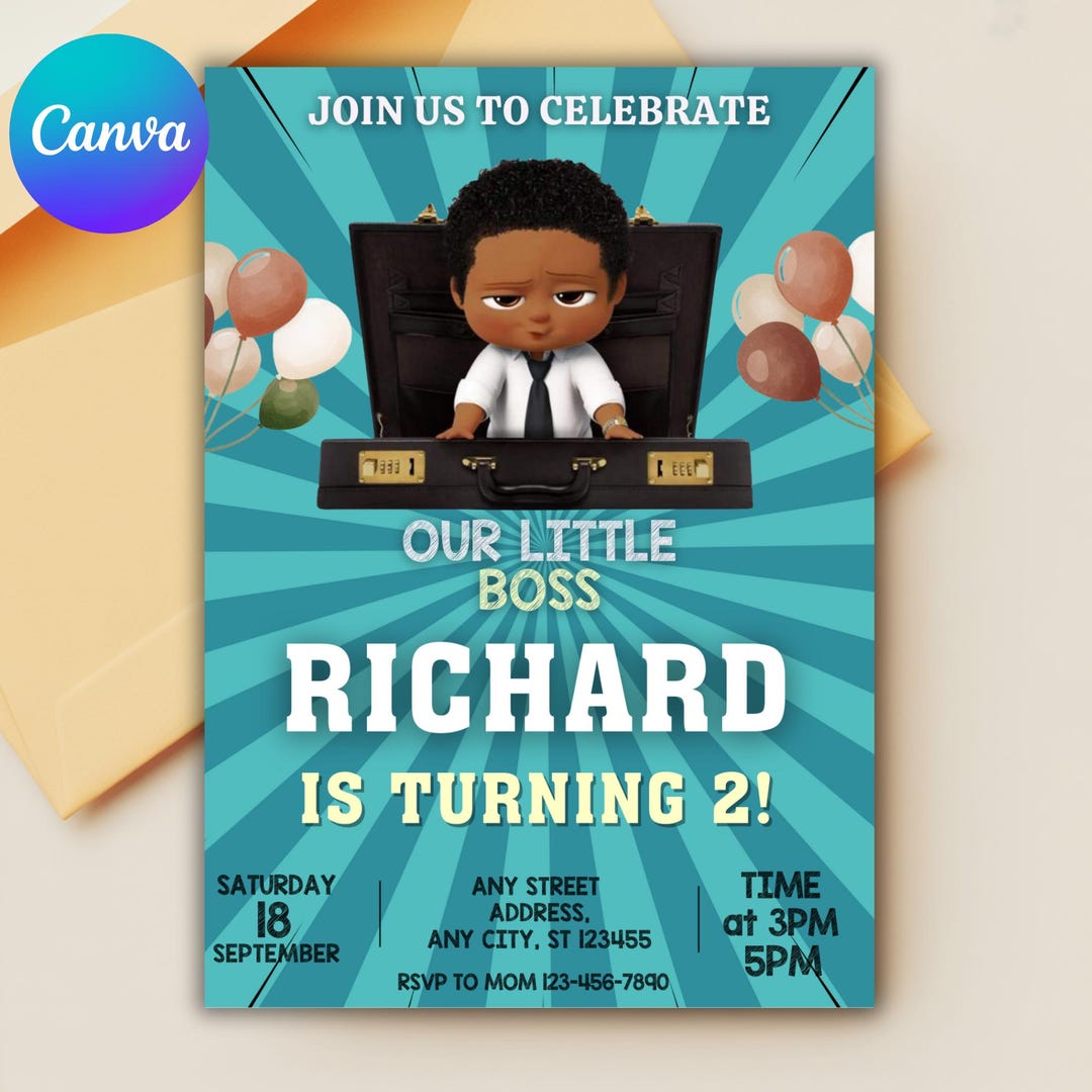 Editable Baby Boss Boy Birthday Invitation | Boss Baby Party Invitation ...
