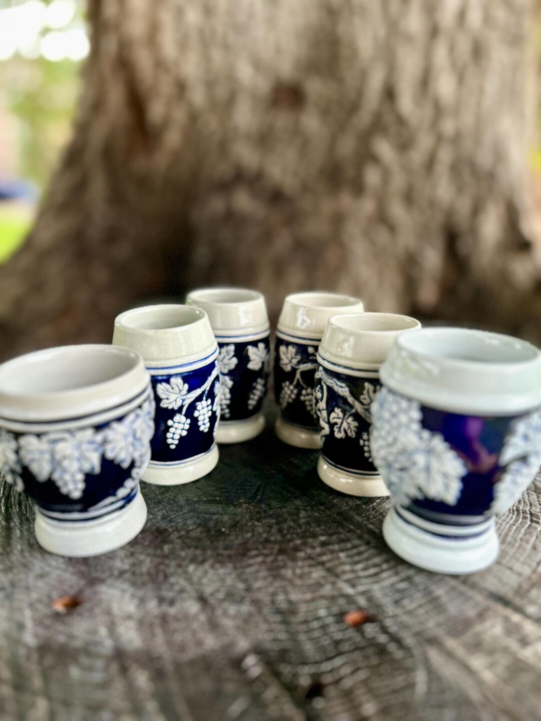 Set of 6 Antique West German Wine Cups, Stoneware Wine Goblet, Mid 20th ...