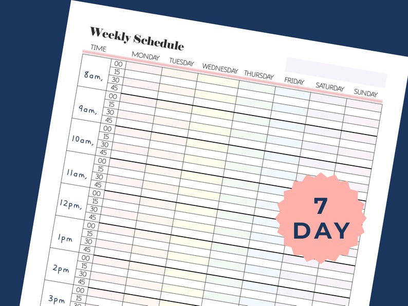 15-minute Weekly Planner Printable | Minimalist Time Blocking (PDF, JPG ...