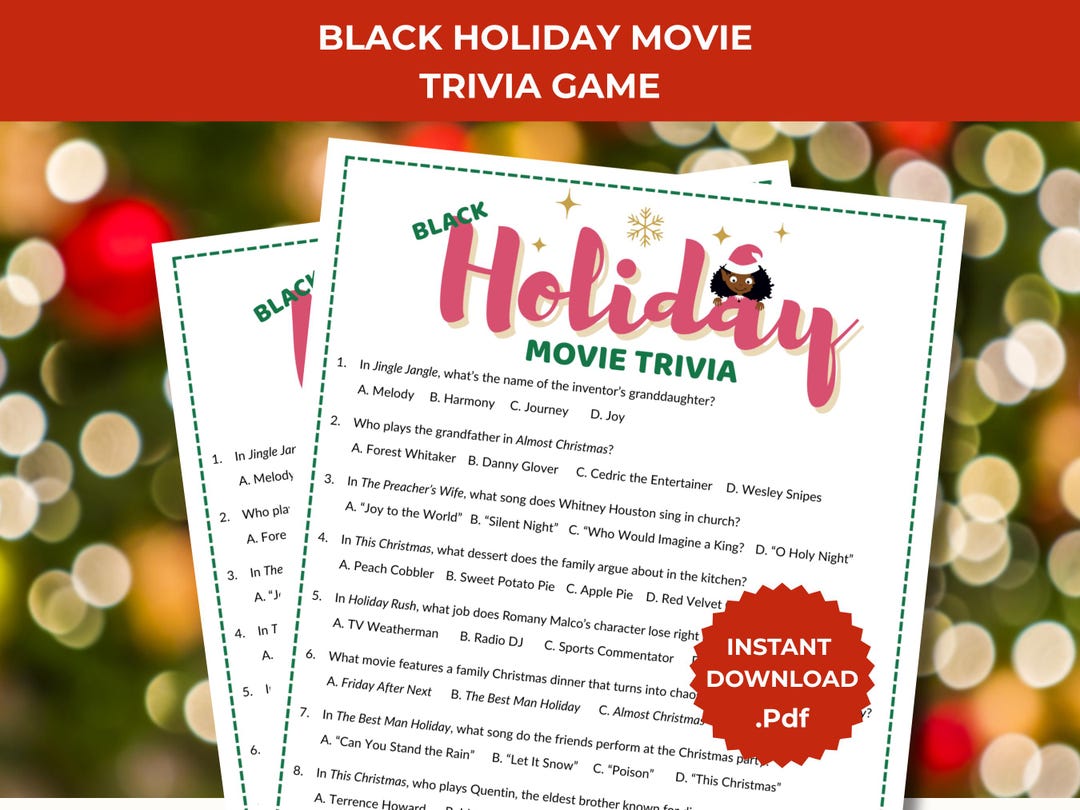 Black Holiday Movie Trivia Game | Christmas Printable Quiz | Instant ...