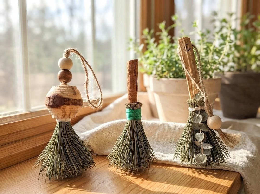Handcrafted Pine Needle Mini Besom | Witch Altar Broom Decor - Etsy