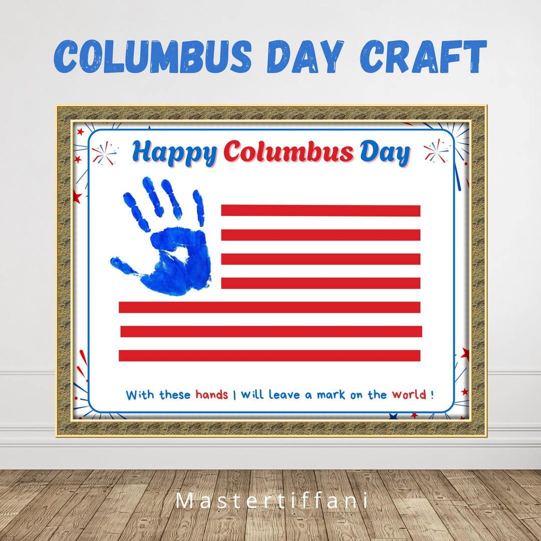 Columbus Day Handprint Craft – US Flag Printable + Coloring Sheet ...