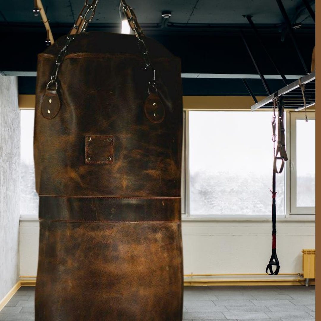 Retro Vintage Crazy Horse Leather Punching Bag ,heavy Bag ,MMA Training ...