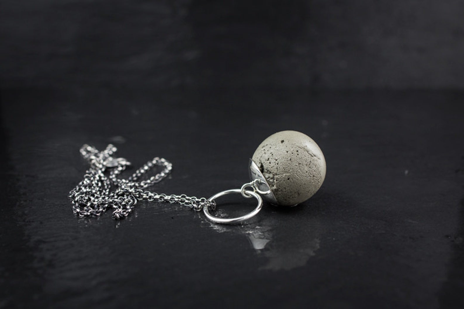 Sterling Silver and Concrete Sphere Pendant. - Etsy