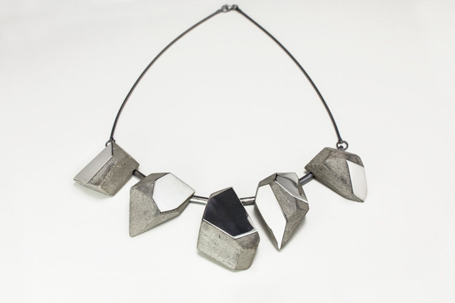 Concrete and Sterling Silver Necklace Statement Necklace Big Necklace ...