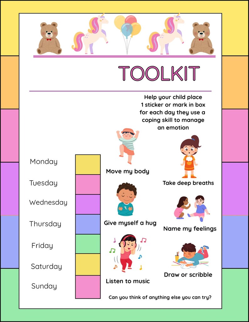 Emotional Coping Skills Chart for Toddlers Ages 2-5 (printable) - Etsy