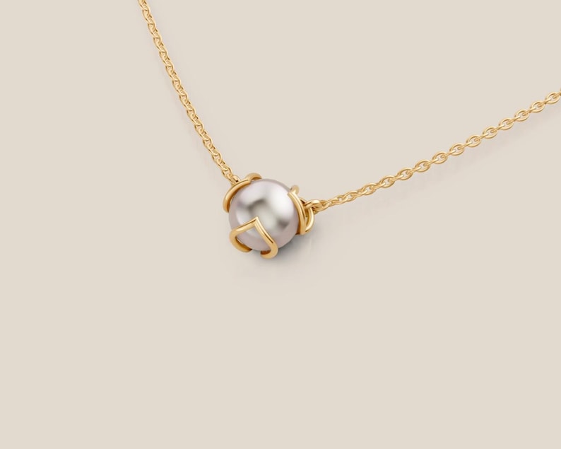 14K Gold Freshwater Pearl Necklace: Elegant Yellow Gold Pendant, Ni - Etsy