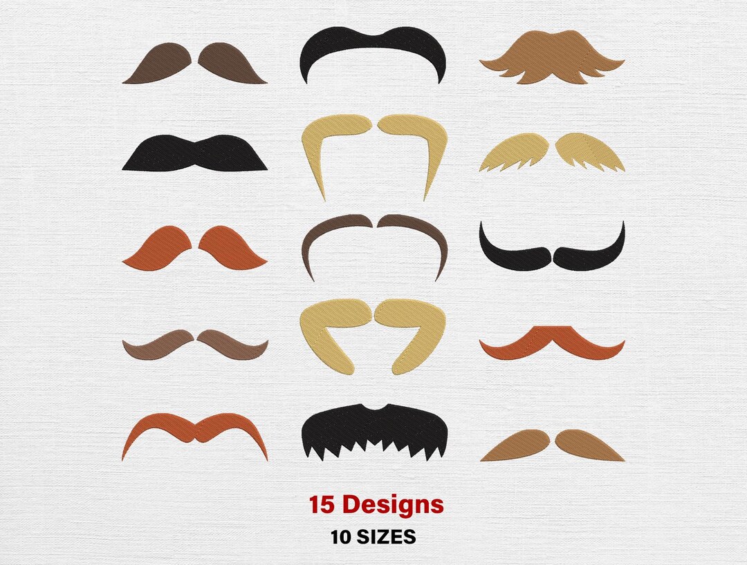 Mustache Embroidery Design Bundle, Funny Moustache Machine Files ...