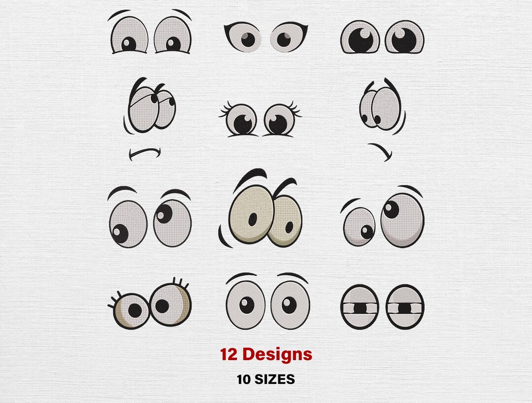 Cartoon Eyes Embroidery Design, Mini Eyes Embroidery Pattern, Machine ...