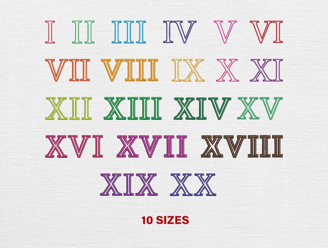 Roman Numerals Embroidery Font Set, Machine Embroidery Design (digital ...