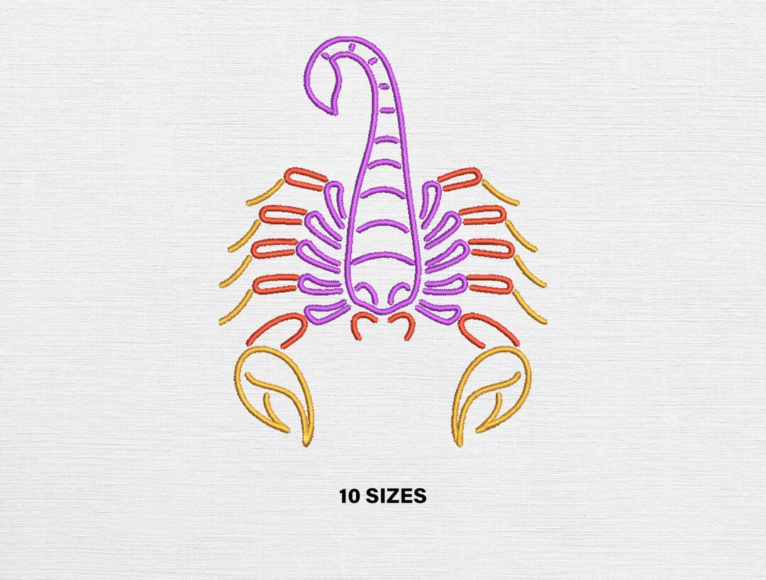 Scorpion Embroidery Design, Colorful Zodiac Insect (machine Stitch File ...