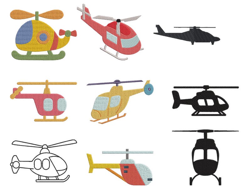 Helicopter Embroidery Design, Helicopter Silhouette Machine Embroidery ...