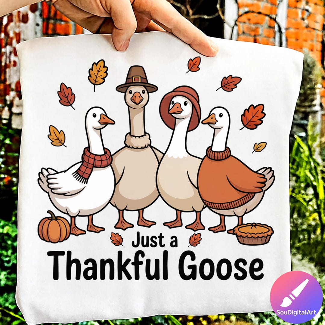 Thankful Goose Clipart, Funny Thanksgiving Geese PNG (digital Download ...