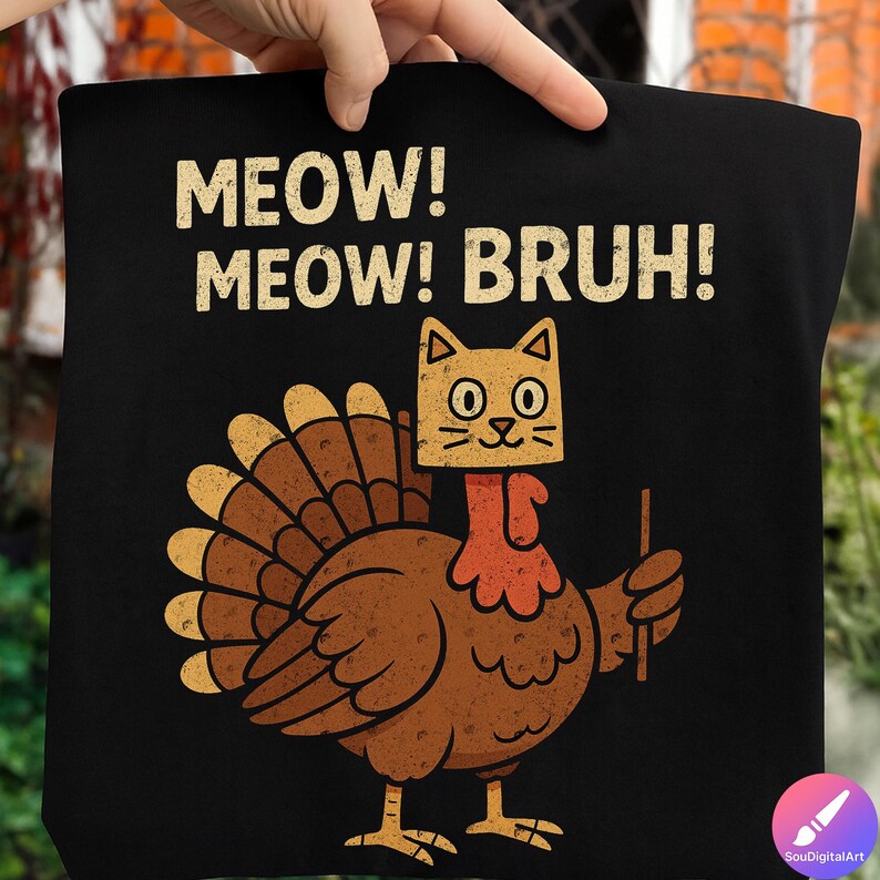 Funny Thanksgiving Turkey Cat Meme PNG, Gen Z Humor Clipart (digital ...