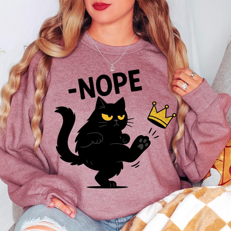 No Kings Black Cat Kicking Crown PNG, Funny Political Meme (digital ...