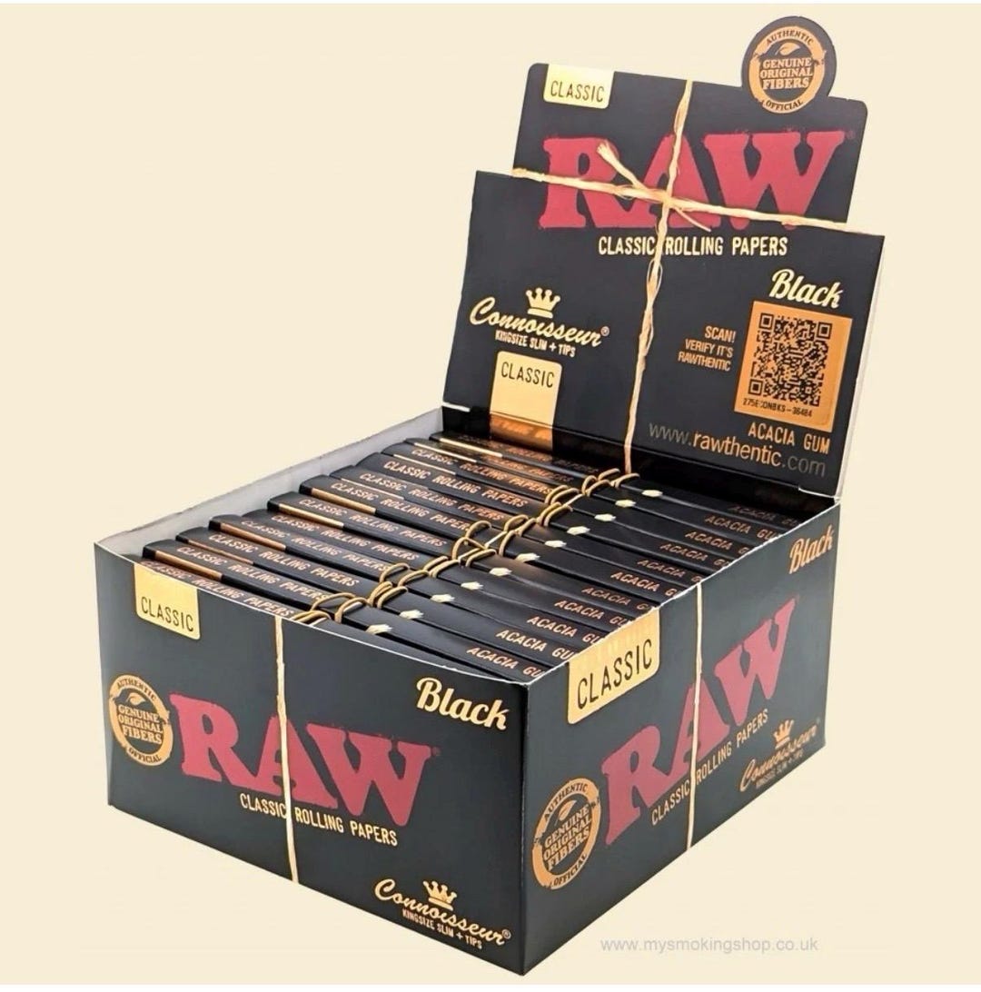 RAW Black Connoisseur King Size Slim Rolling Papers With Roach Tips - Etsy