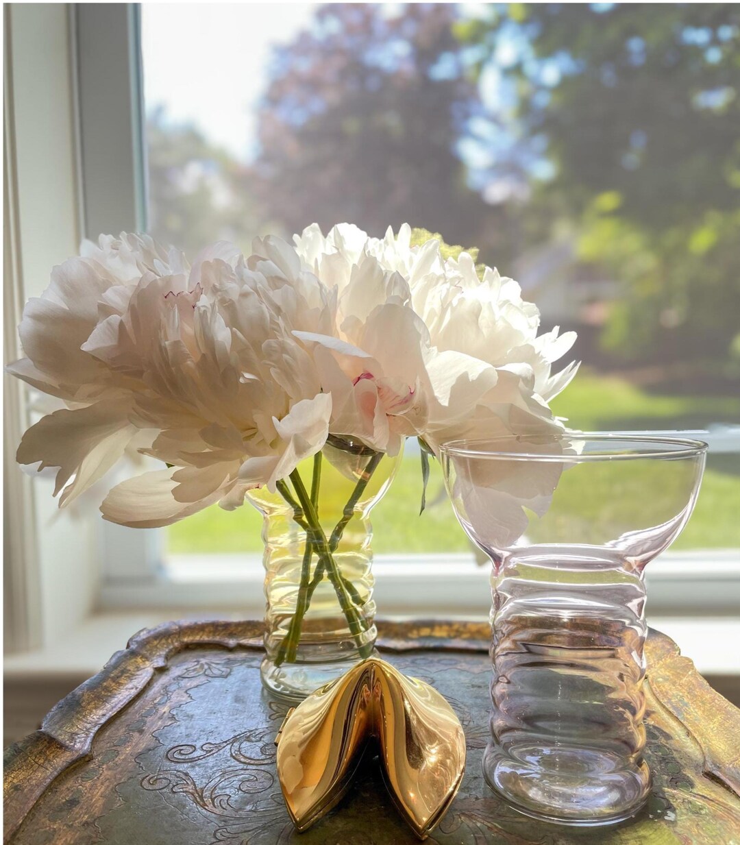 1930s Dunbar “aramis” Tumbler Glass Pair — Iridescent Yellow & Purple ...