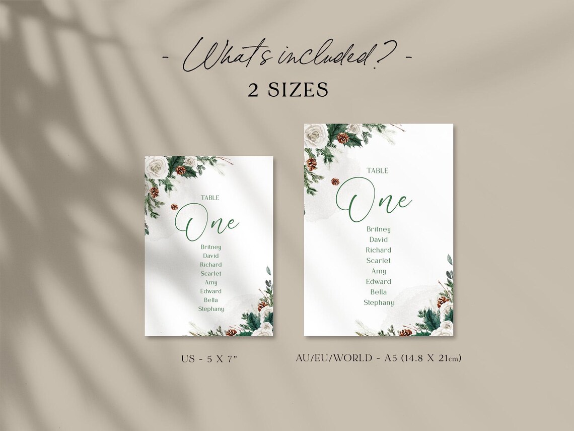 Christmas Seating Chart Template | Watercolor Holiday Wedding Sign ...