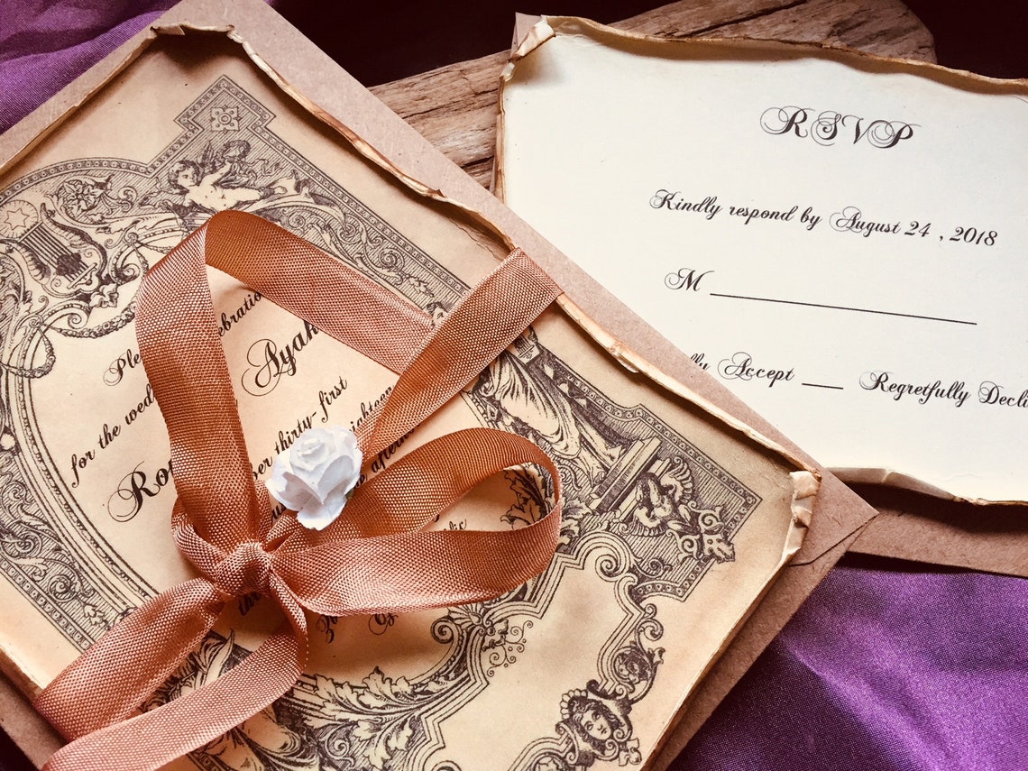 Hand Aged Wedding Vintage Invitation - Etsy