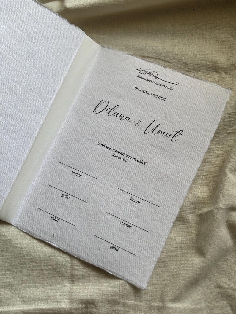 Dini Nikah Belgesi | Islamic Marriage Certificate - Etsy