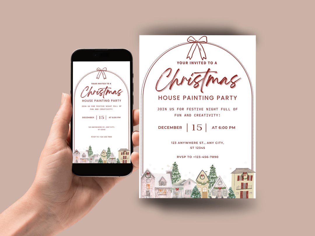 House Painting Christmas Party Invitation Template | Neutral Mini ...