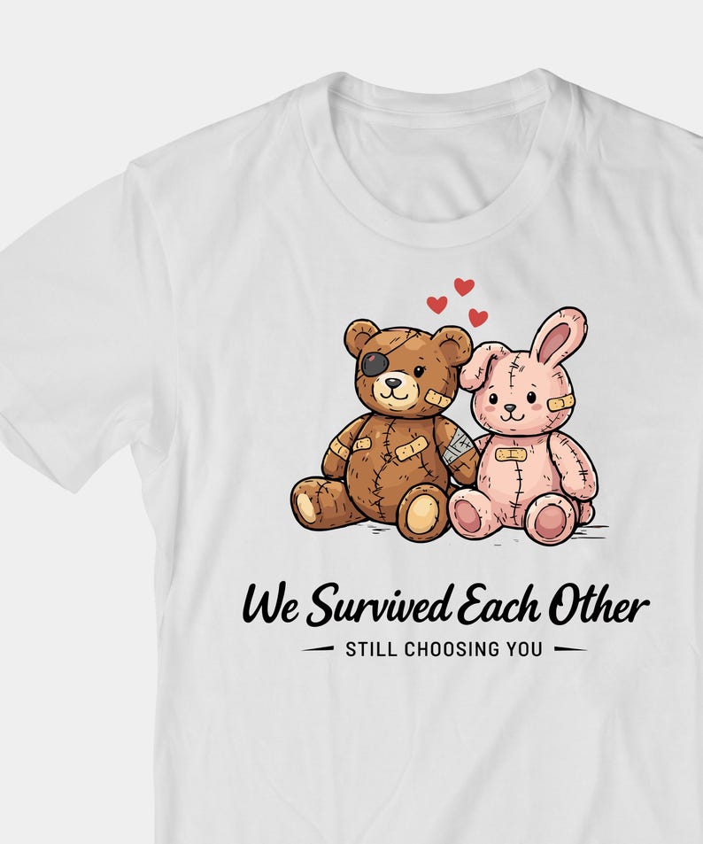We Survived Each Other Art – Teddy Bear and Bunny Love Illustration ...