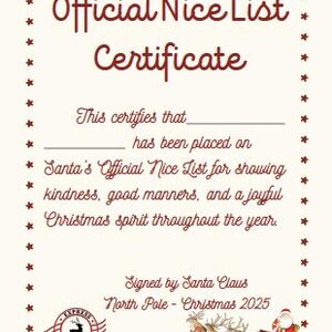 Nice List Certificate | Christmas Award | A4 and US Letter | PDF & PNG ...