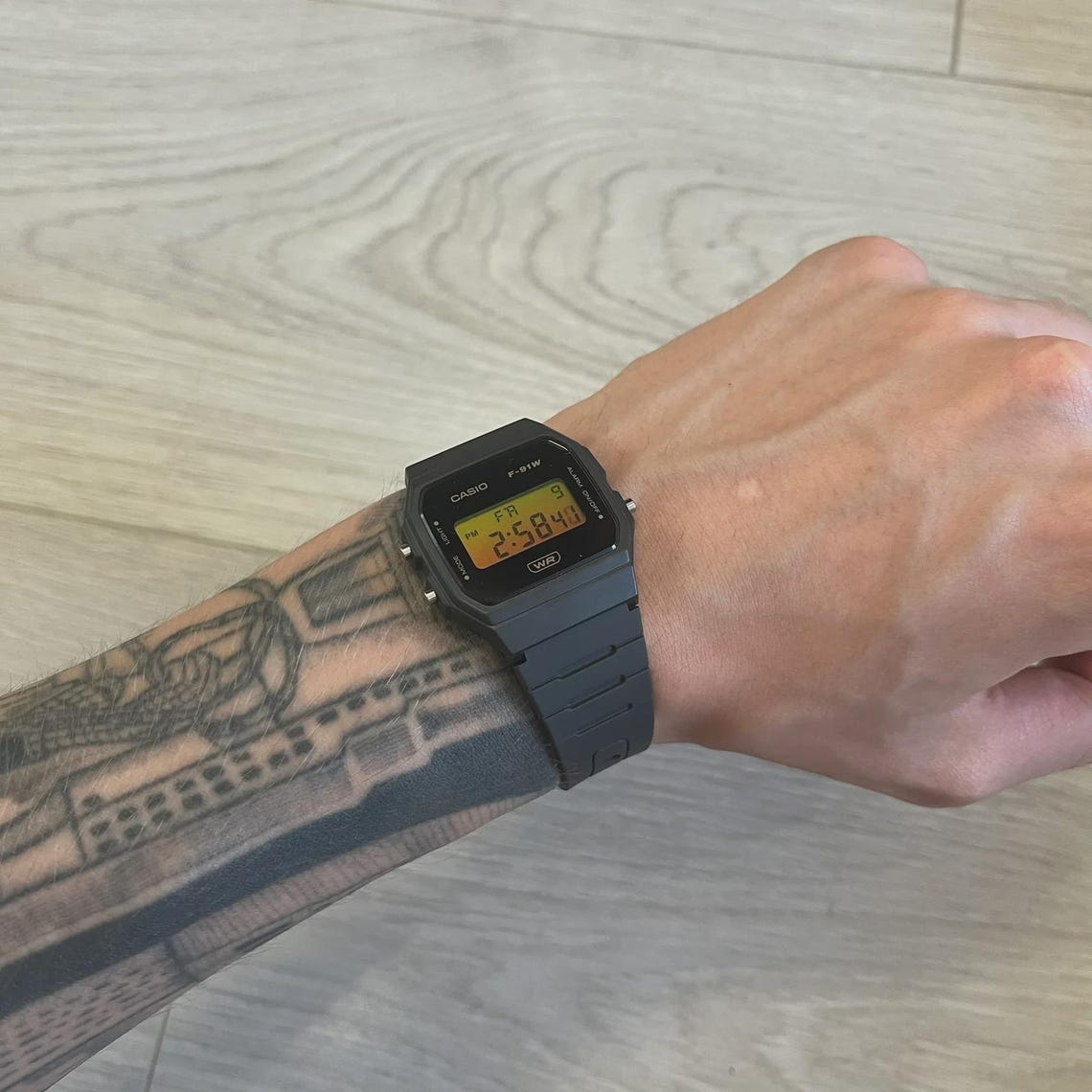 Casio F-91W "night Pharaoh" - Black & Yellow Digital Watch - Etsy