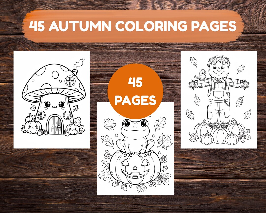 45 Autumn Coloring Pages: Fall Activity Book for Kids (printable) - Etsy
