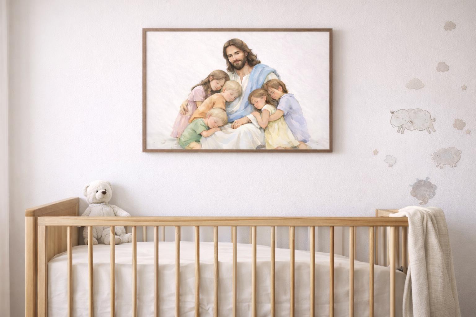 Jesus With Children Watercolor Print, Christian Nursery Art (digital ...