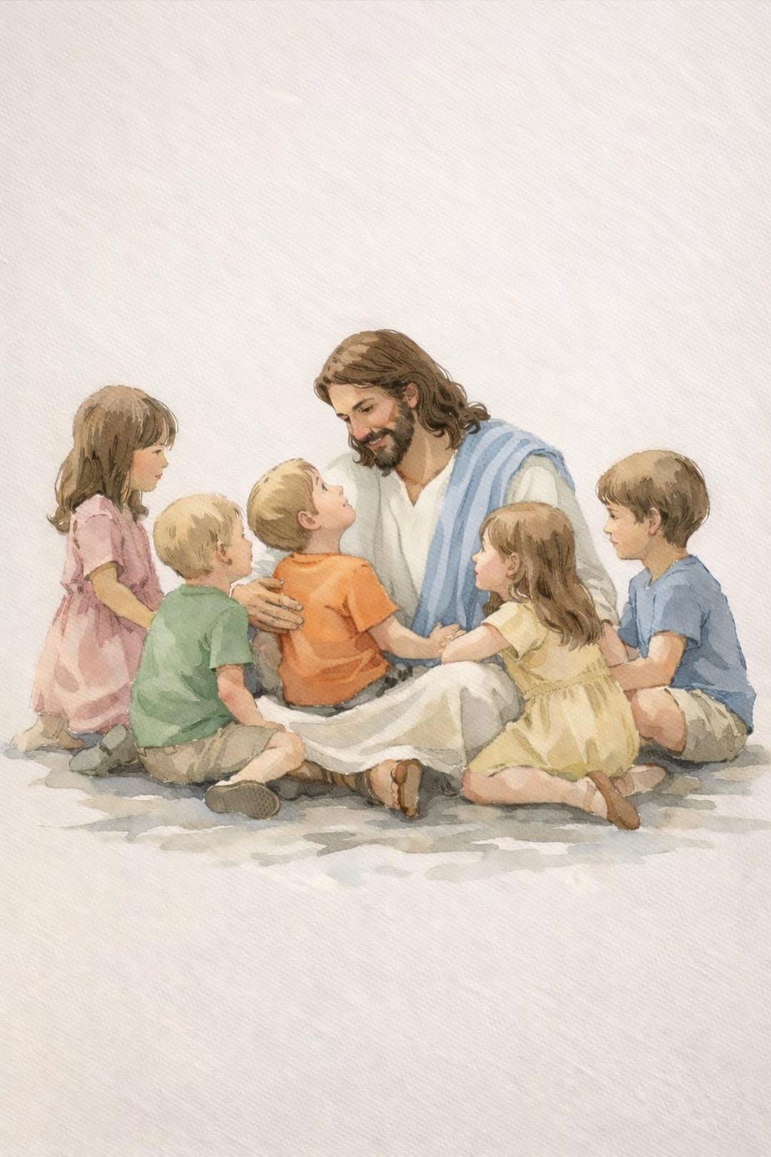 Jesus With Children Watercolor Print, Christian Nursery Art (digital ...