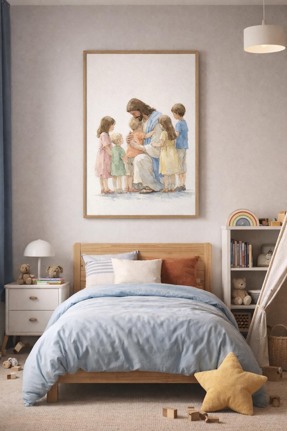 Jesus With Children Watercolor Print, Christian Nursery Wall Art, Jesus ...