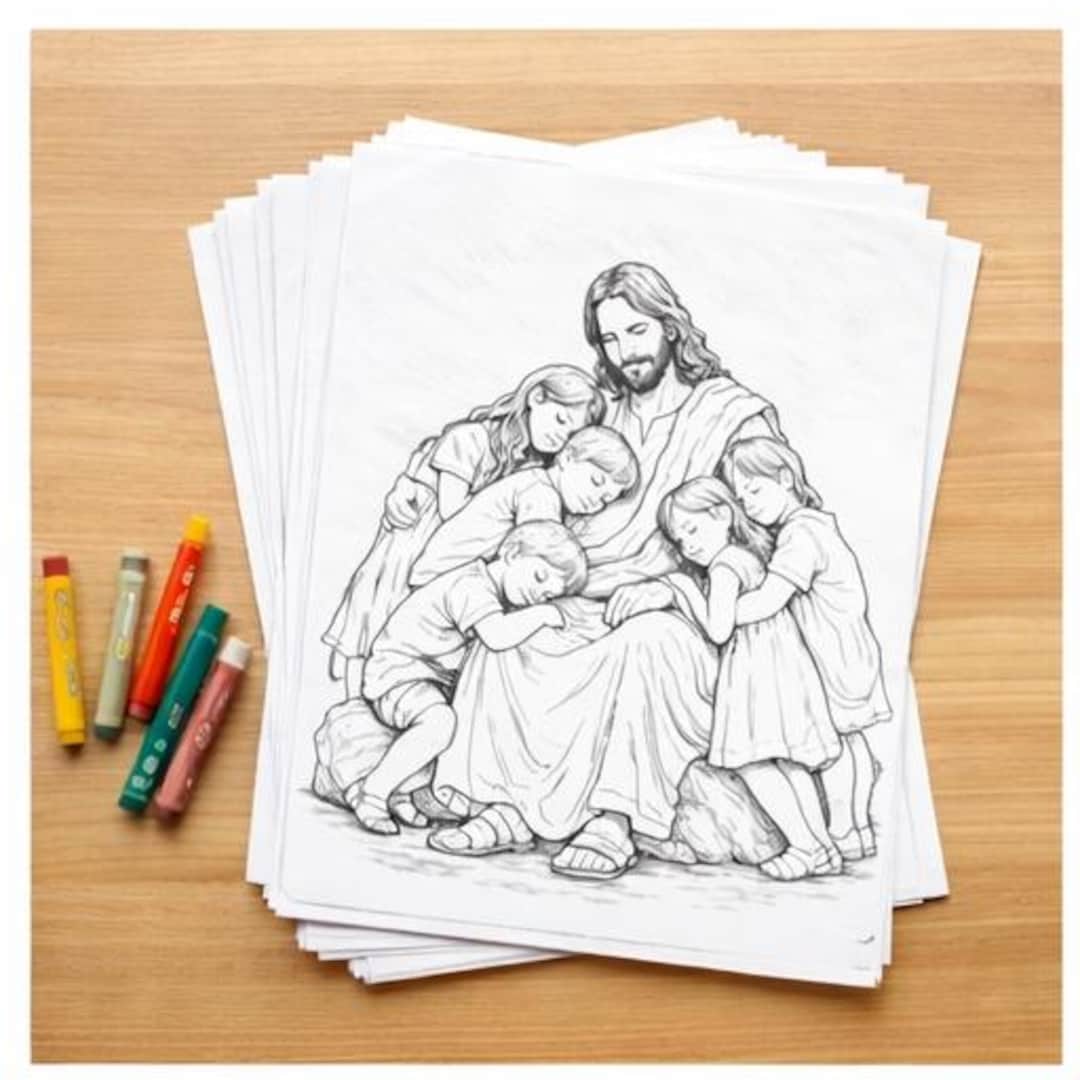 Jesus With Children Coloring Pages | Christian Coloring Book | LDS ...