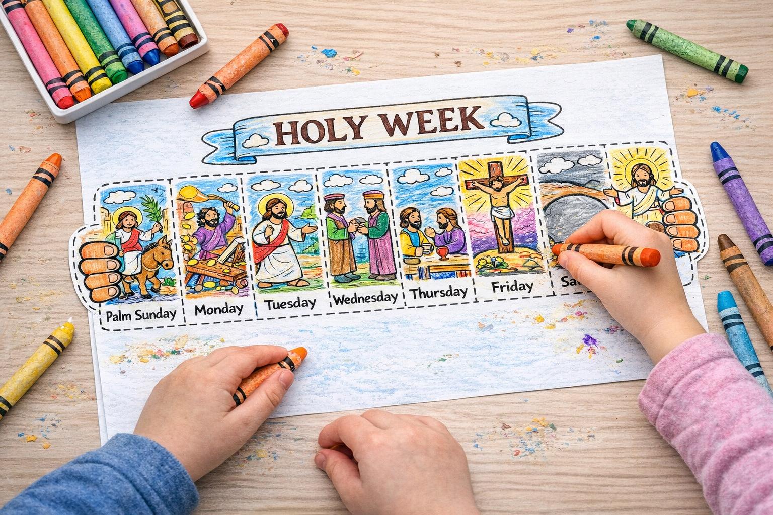 Holy Week Accordion Craft Printable | Palm Sunday to Easter Kids Bible ...