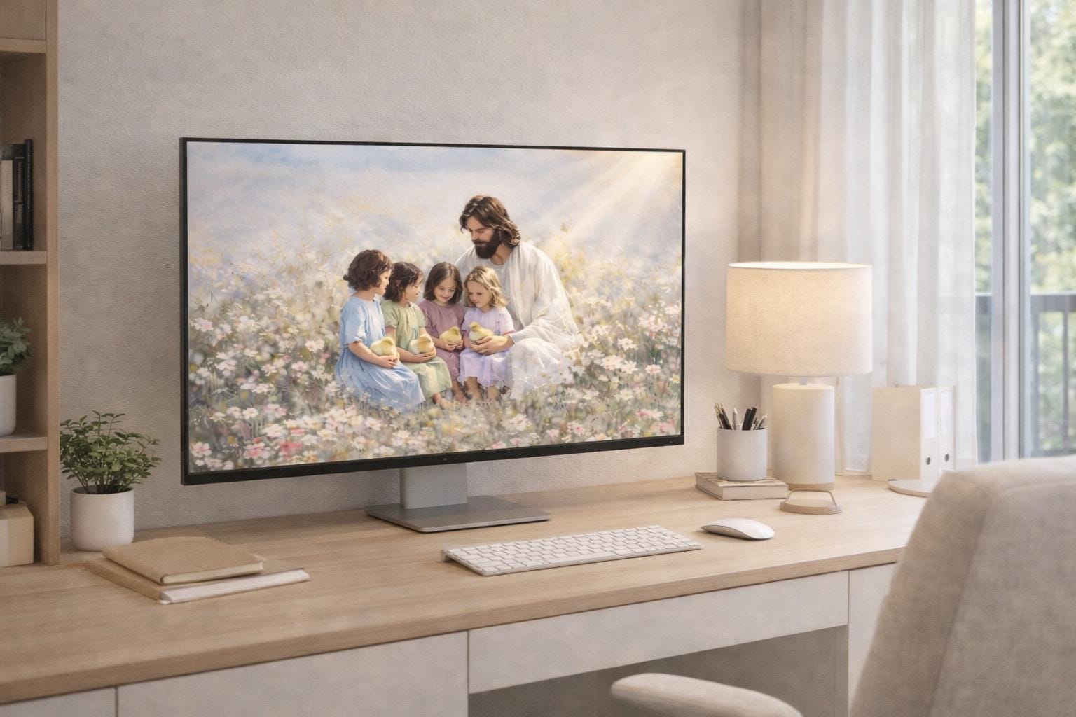 Jesuschildren TV Art 4K Screensaver, Jesus Easter With Children Digital ...