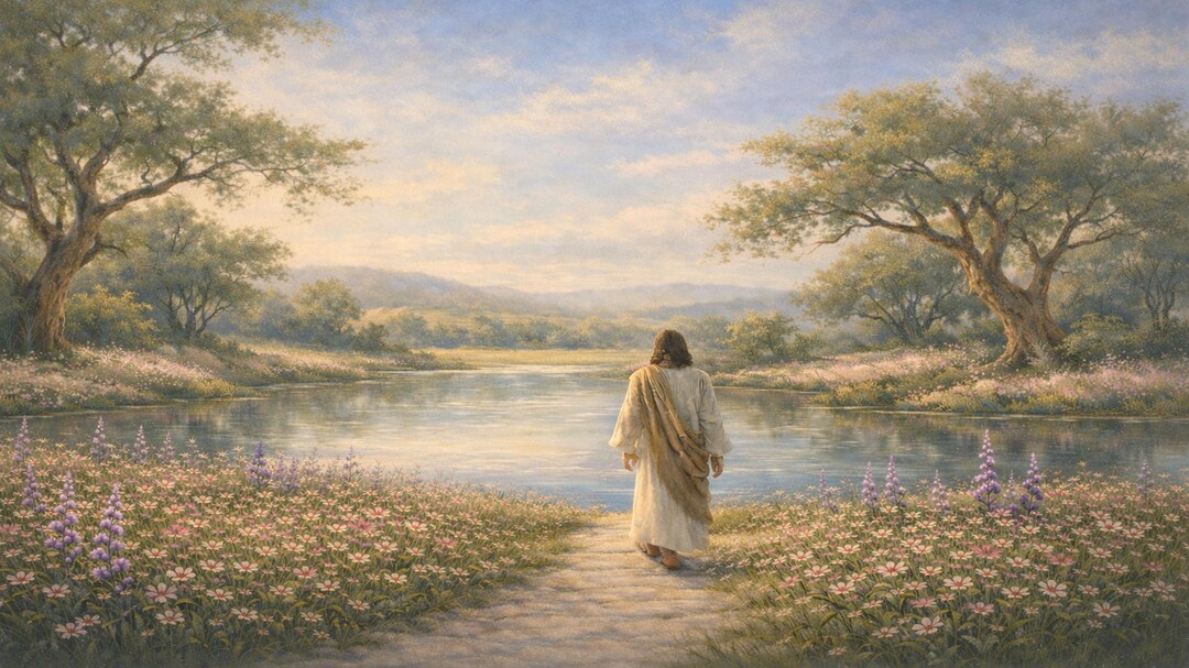 Jesus by the River 4K TV Art | Christian Screensaver (digital Download ...