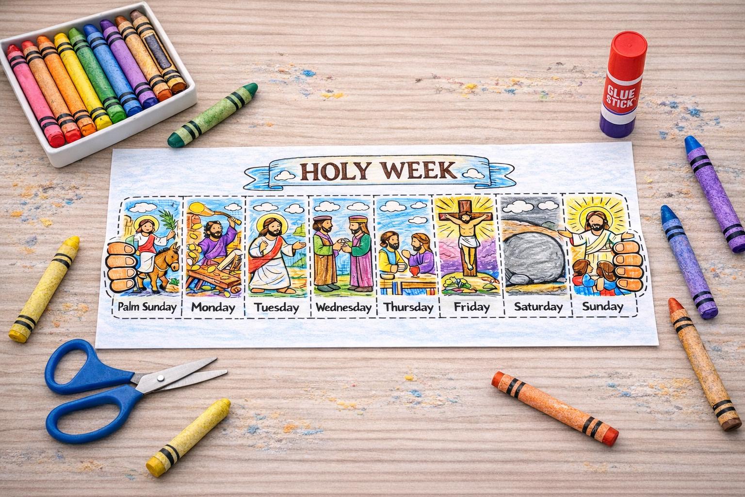 Holy Week Accordion Craft Printable | Palm Sunday to Easter Kids Bible ...