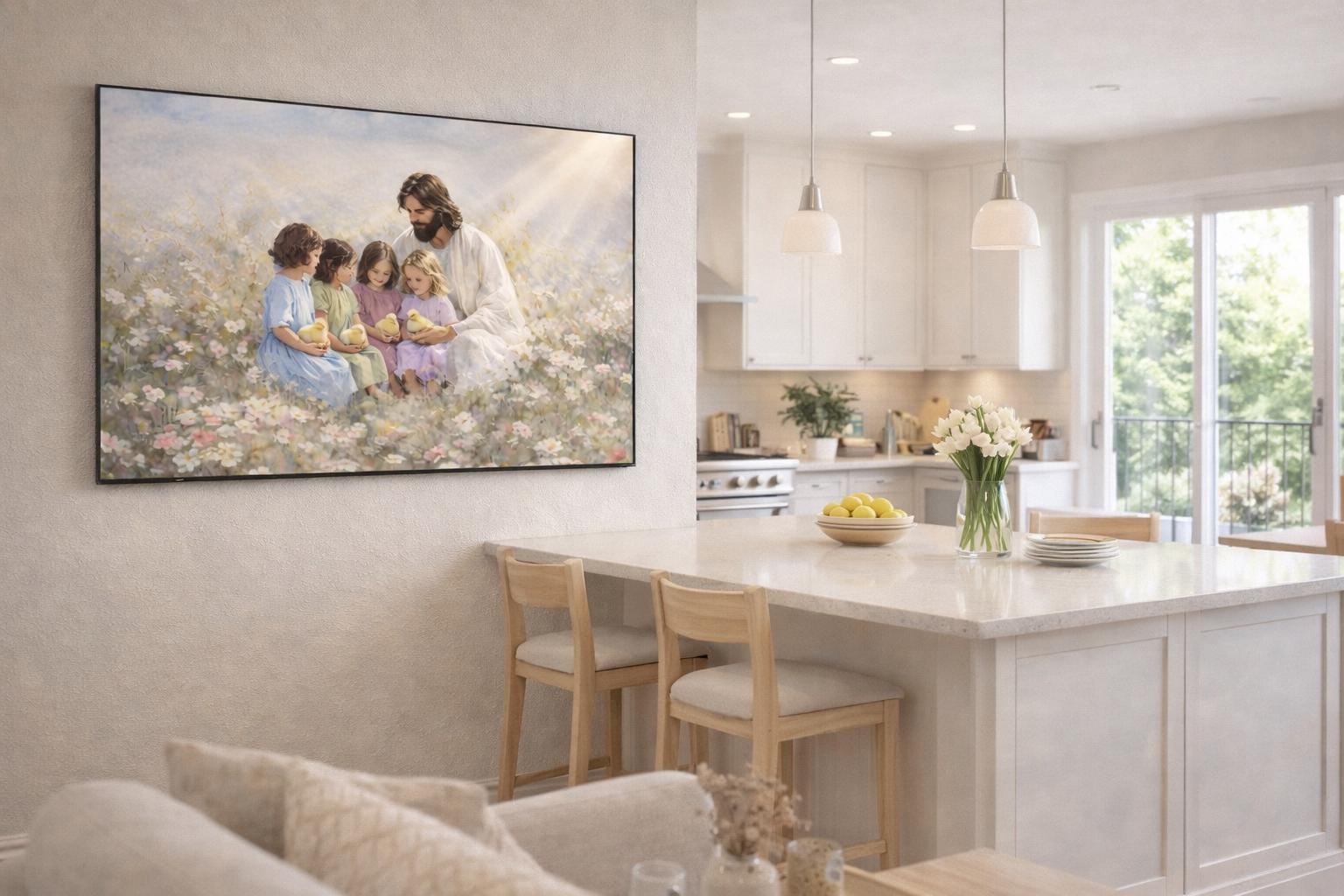 Jesuschildren TV Art 4K Screensaver, Jesus Easter With Children Digital ...