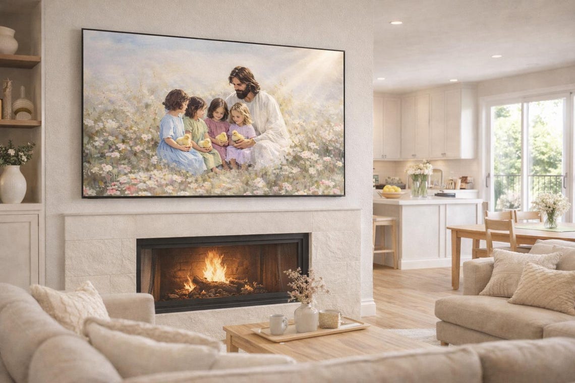 Jesuschildren TV Art 4K Screensaver, Jesus Easter With Children Digital ...