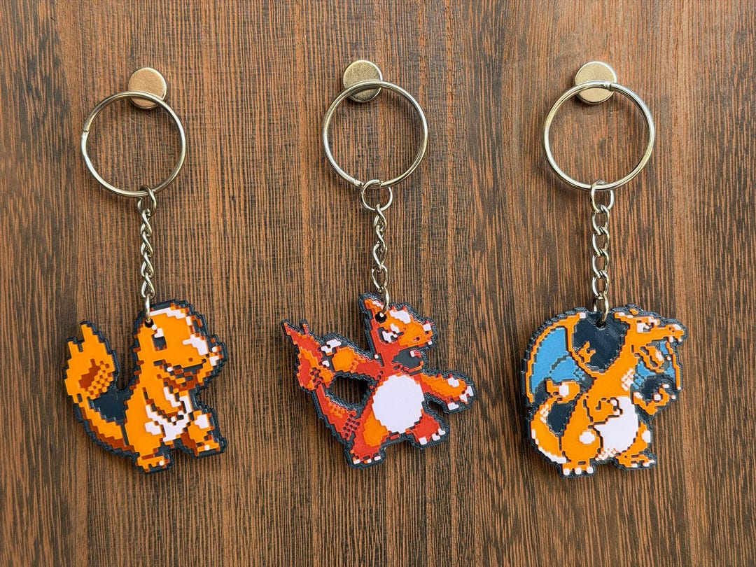 Charmander / Charmeleon / Charizard Pixel Keychain – 3D Printed Pokémon ...
