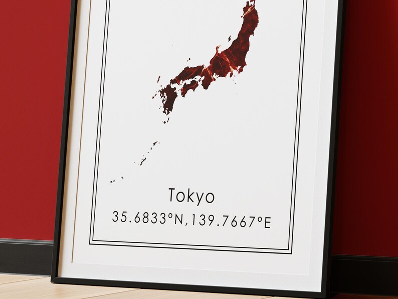 Japan Map Digital Poster | Asia Wall Art Print | Geographic Decor Gift ...