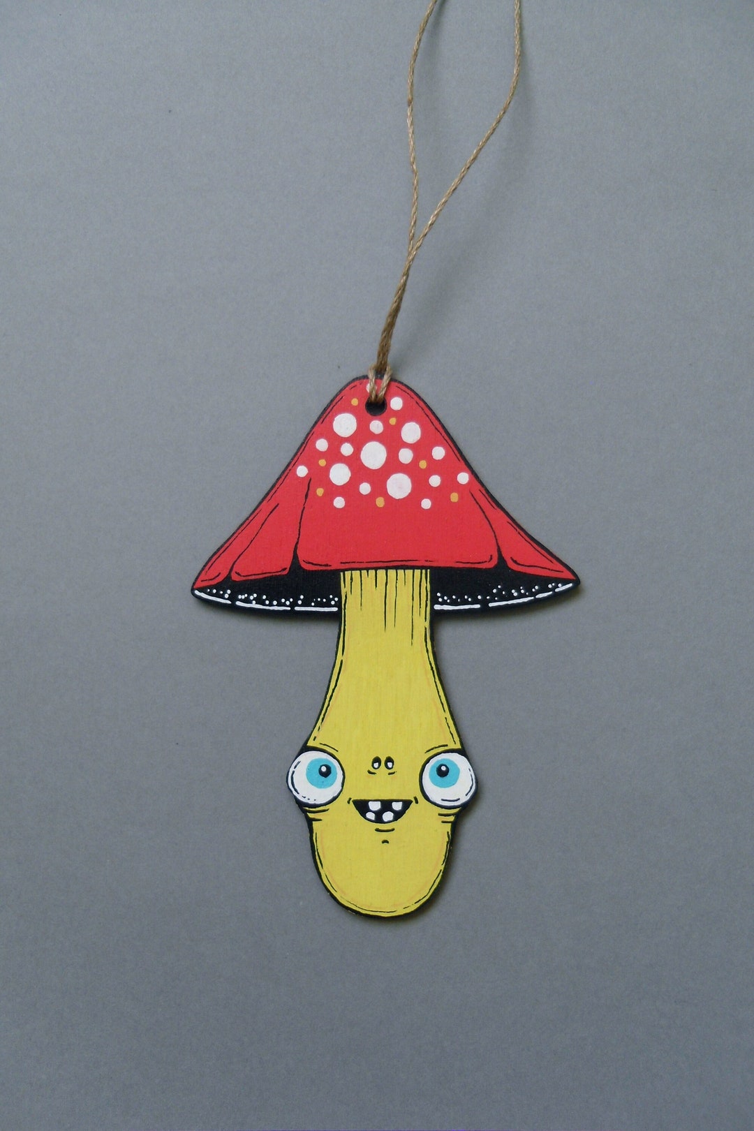 Laser Cut Mushroom Ornament: Hand-painted Plywood Kawaii Decor - Etsy