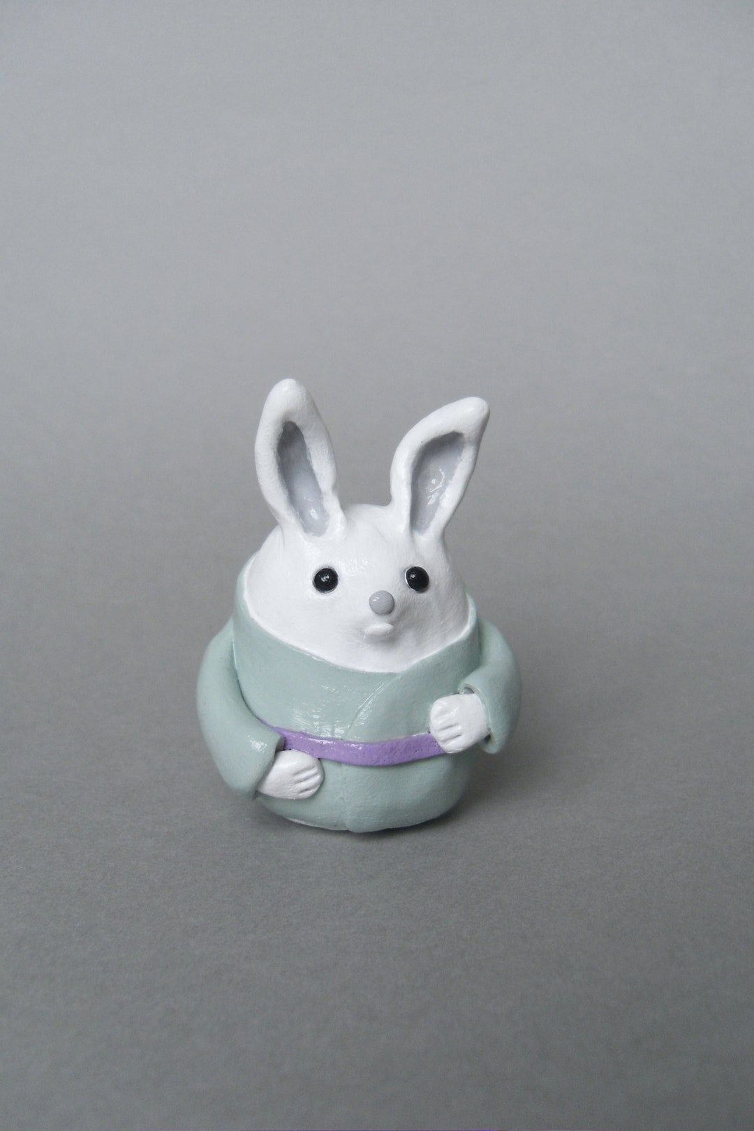 Anthropomorphic Rabbit Figurine, Bunny Figurine, Kawaii Bunny, Clay ...