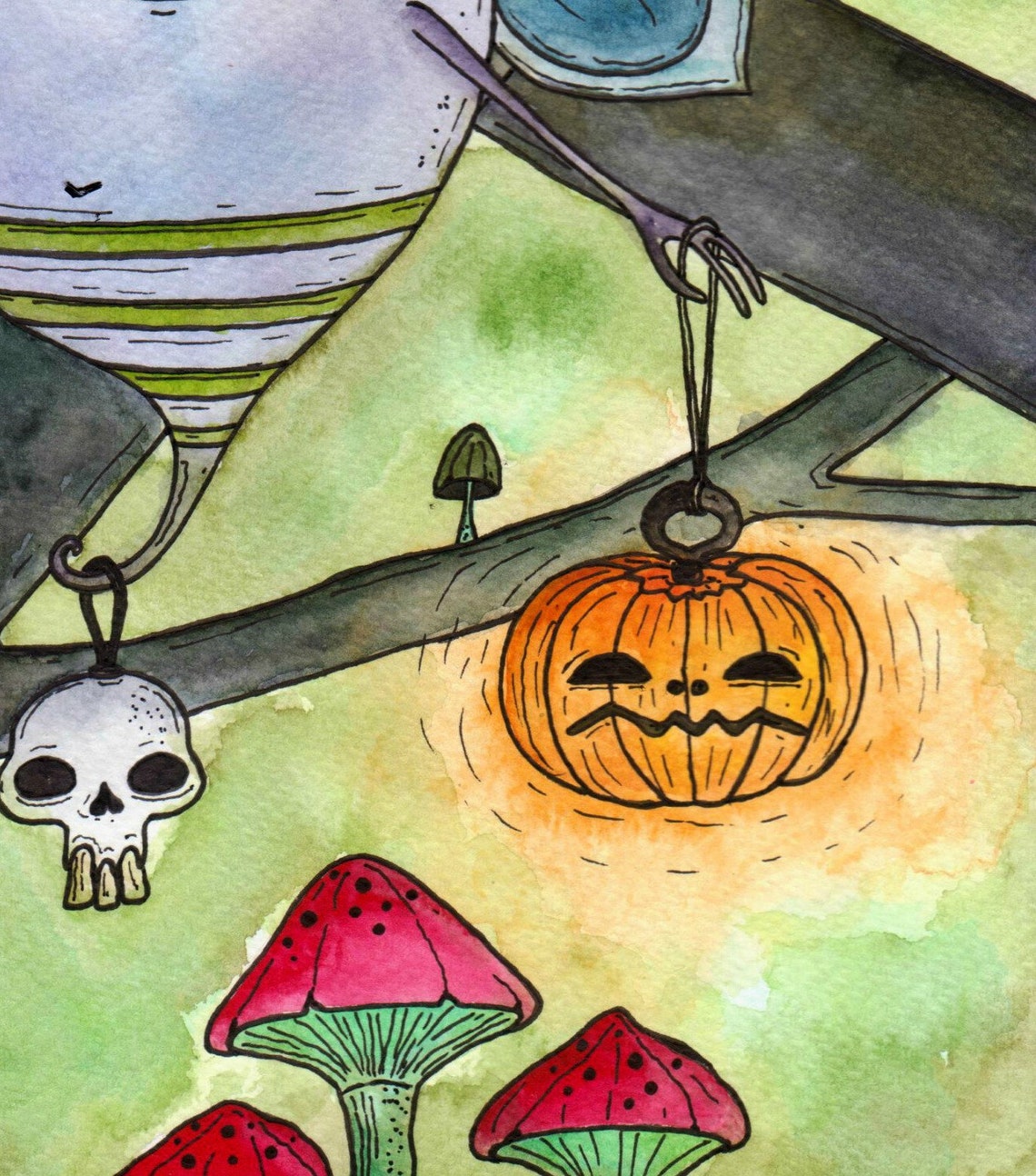 Original Watercolor Painting Spooky Halloween Painting - Etsy