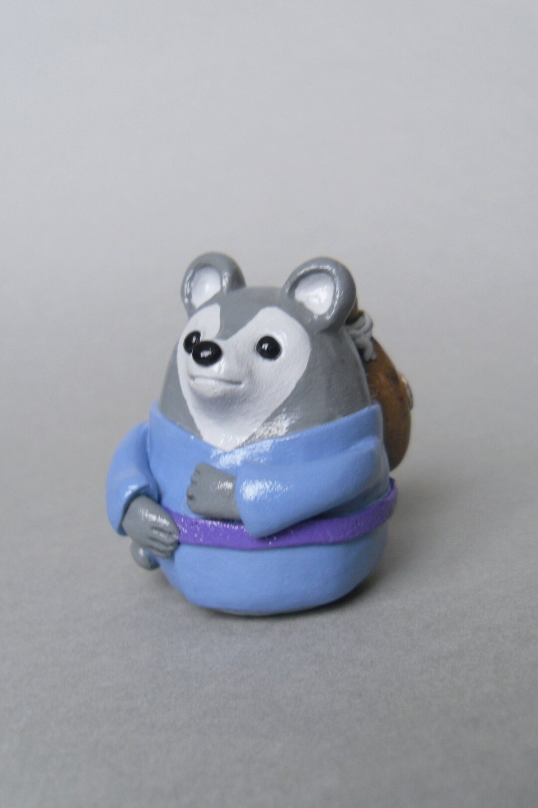 Anthropomorphic Bear Figurine, Red Panda Figurine, Kawaii Bear, Clay ...